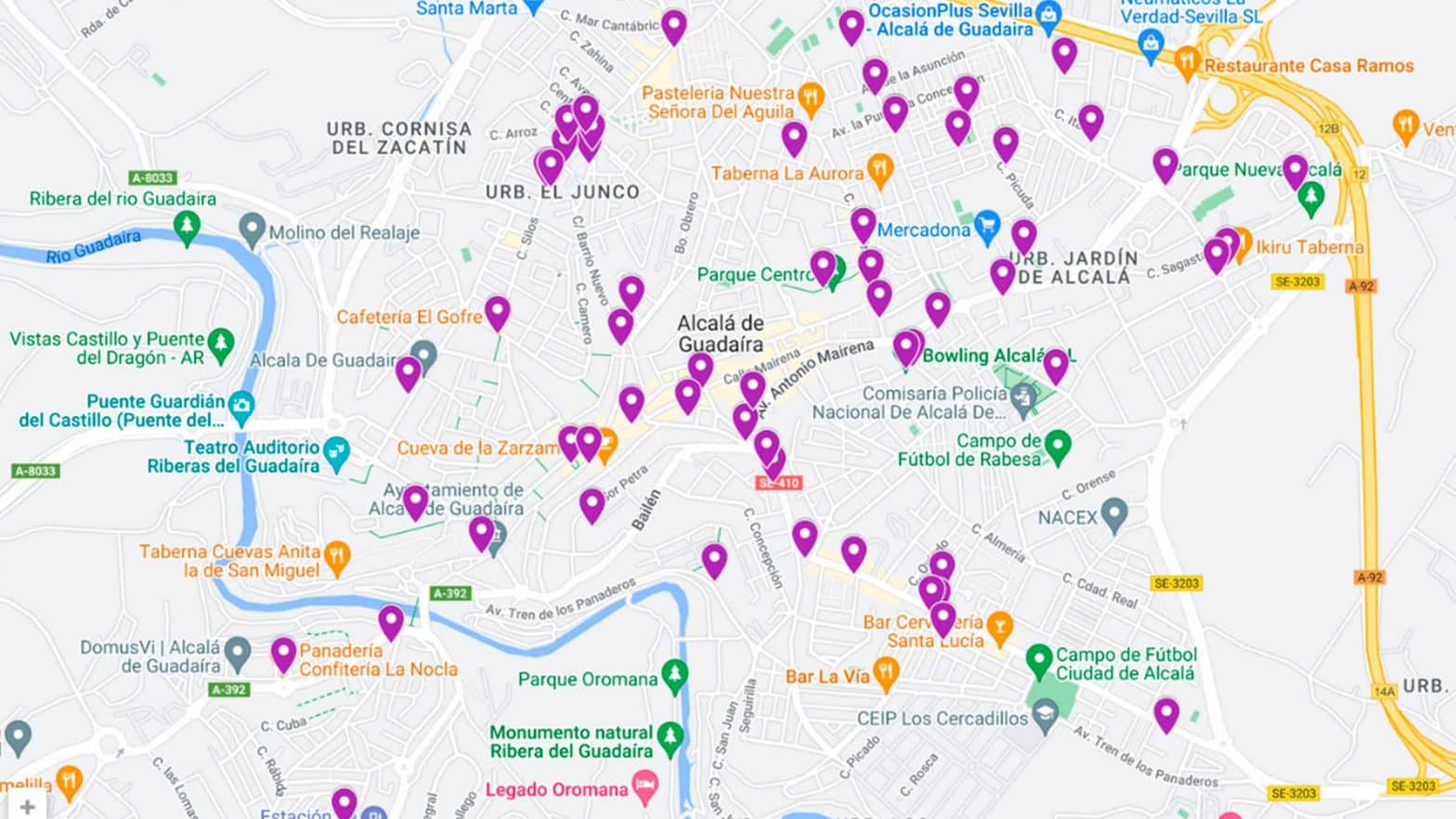 Alcalá cuenta con más de medio centenar de puntos violeta